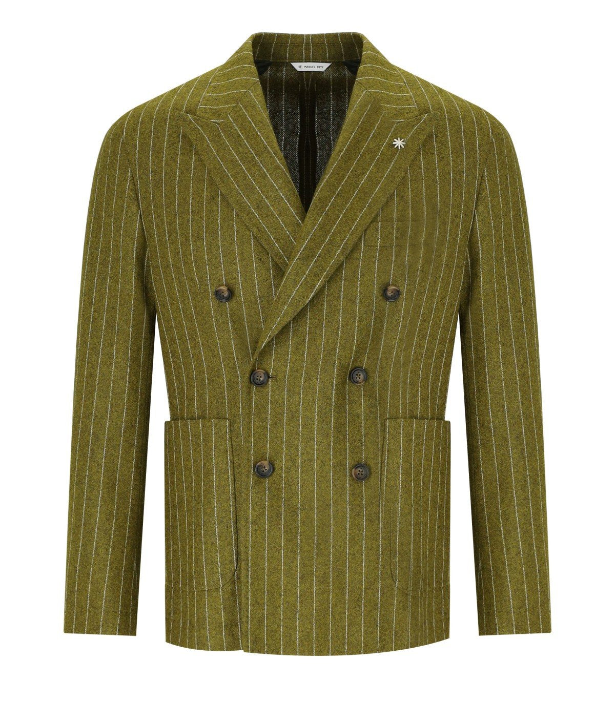 MANUEL RITZ GREEN PINSTRIPED DOUBLE-BREASTED JACKET – FerrarisBoutique